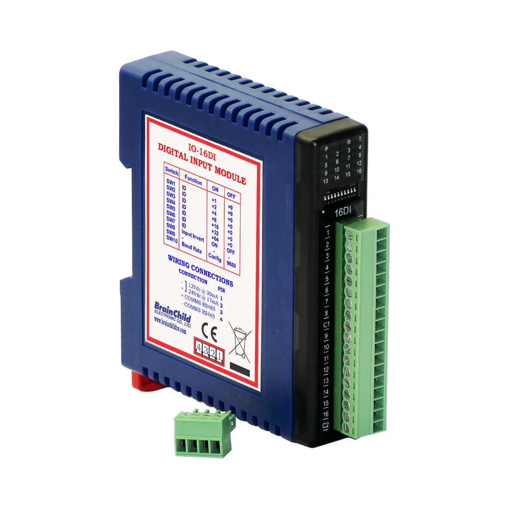IO-16DI Modbus IO Modules | Digital Input Module with 16 Channels and Counters | Brainchild